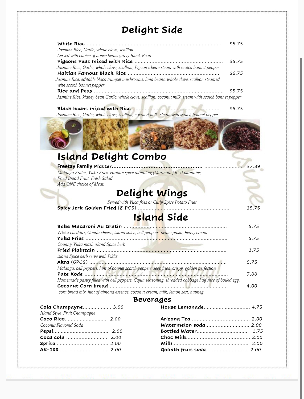 Menu – Island Delight Cuisine